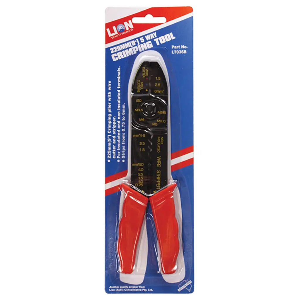 Lion Terminal Crimping Tool 225mm With Wire Cutter & Stripper LT036B ...