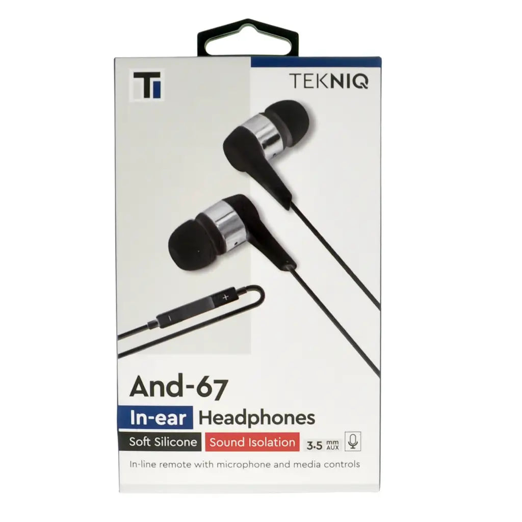 TEKNIQ In-Ear Headphone In-line With Remote & Media Control ELS-0476 ...
