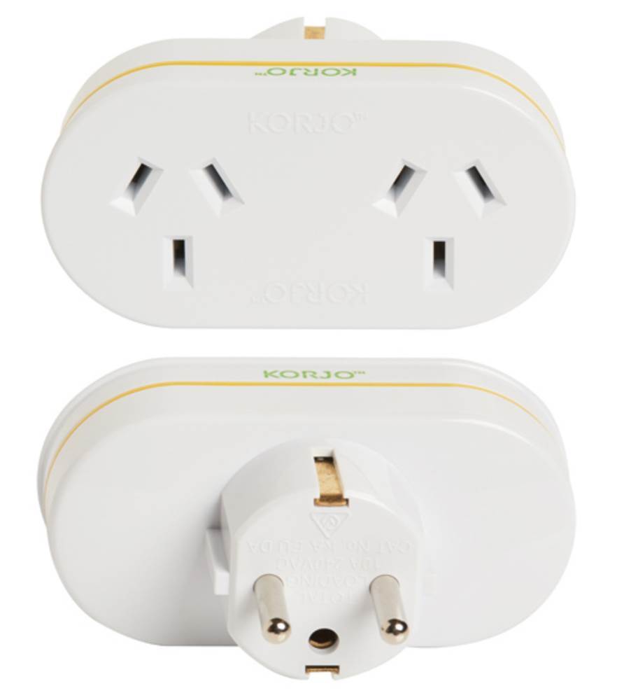 KORJO Travel Double Adaptor Use in Europe (NOT UK)